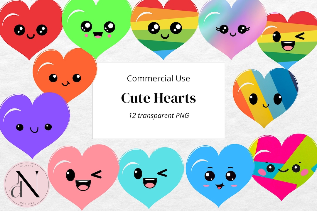 Kawaii Heart Clipart - Cute Hearts Clip Art - Cute Hearts Clipart ...