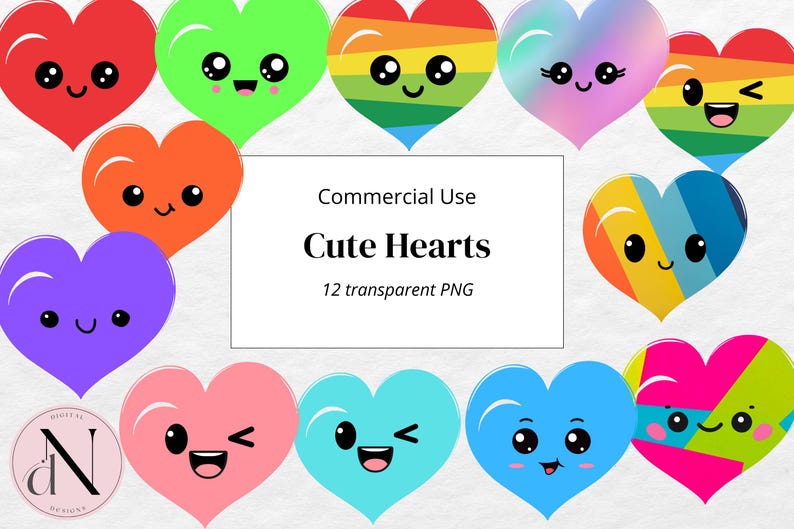 Kawaii Heart Clipart - Cute Hearts Clip Art - Cute Hearts Clipart ...