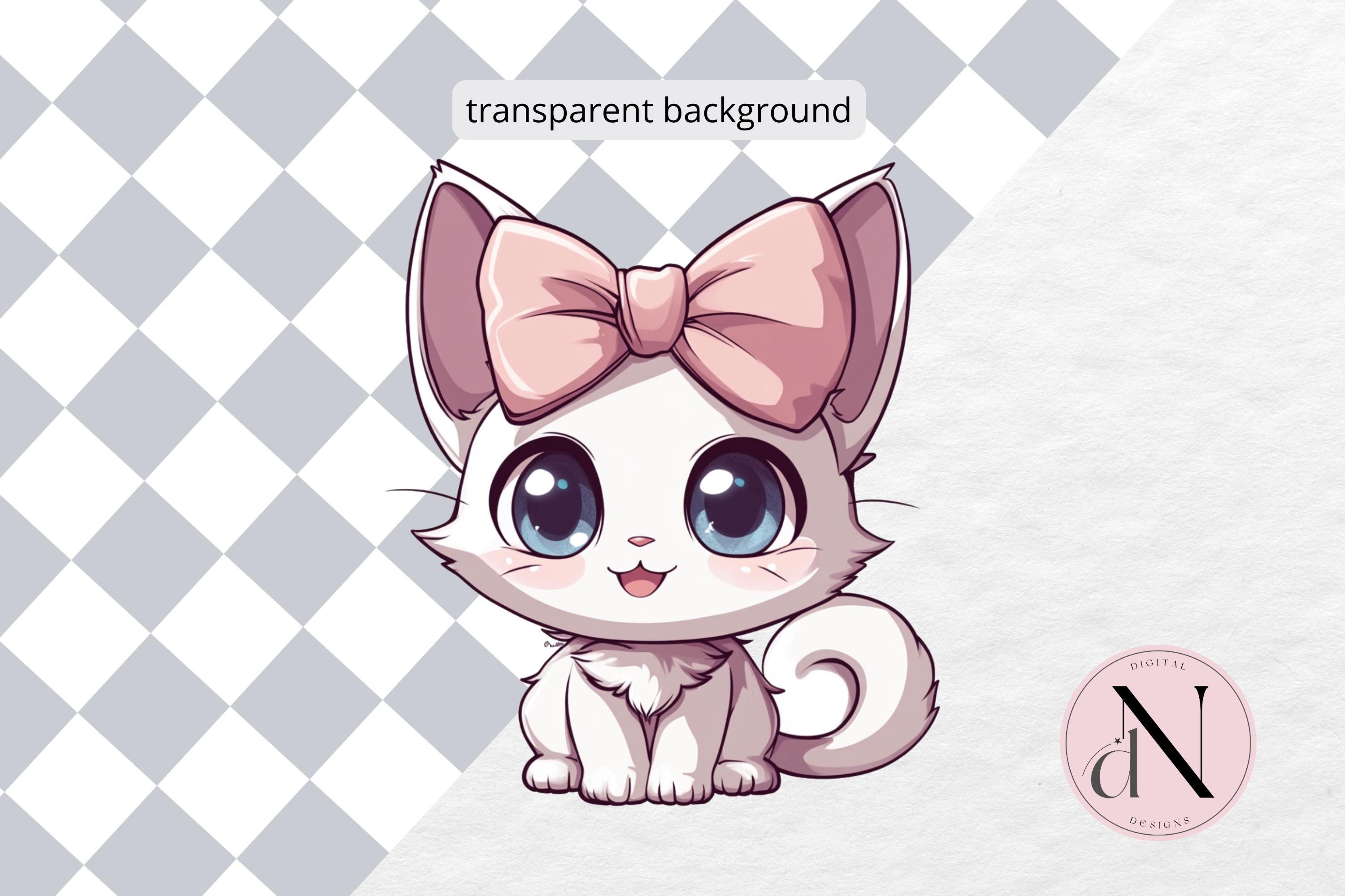 Adorable Kitten Clipart Bundle, Cute Kawaii Style, Cute Cat Clipart ...