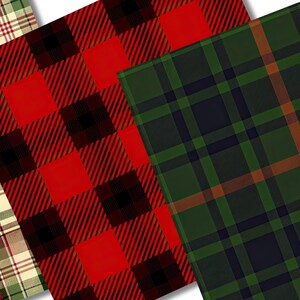 Christmas Plaid Digital Paper: Tartan Scrapbooking (digital Download ...