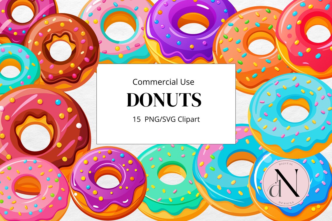 Donut Clipart: Sprinkled Donuts PNG SVG Bundle - Etsy