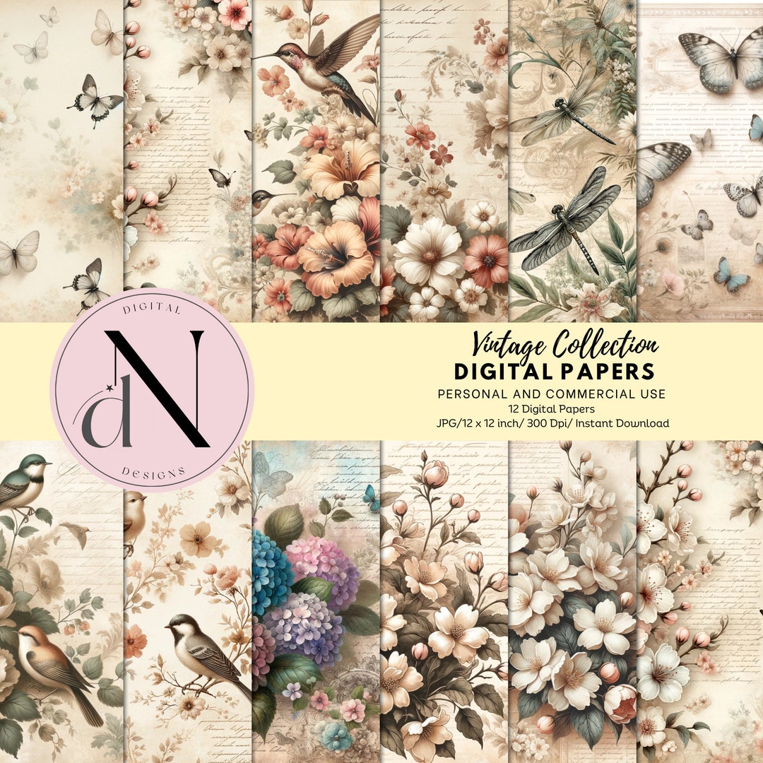 Vintage Digital Paper - Etsy