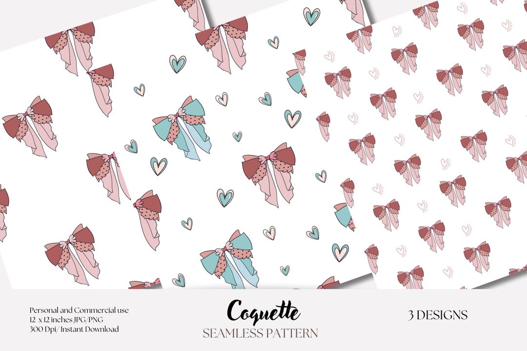 Coquette Bow Seamless Pattern, Cute Coquette Ribon Pattern, Digital ...