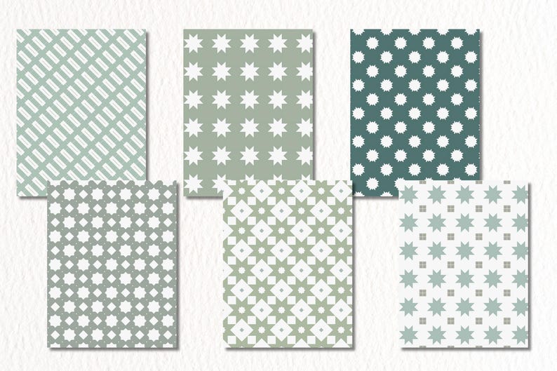 Sage Green Abstract Digital Paper: Geometric Patterns (JPG, 8.5x11 In ...