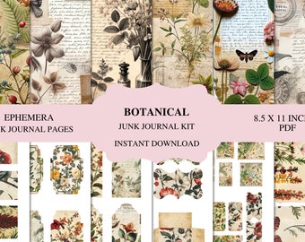Junk Journal Kit Vintage Ephemera Printable Botanical Garden Images ...