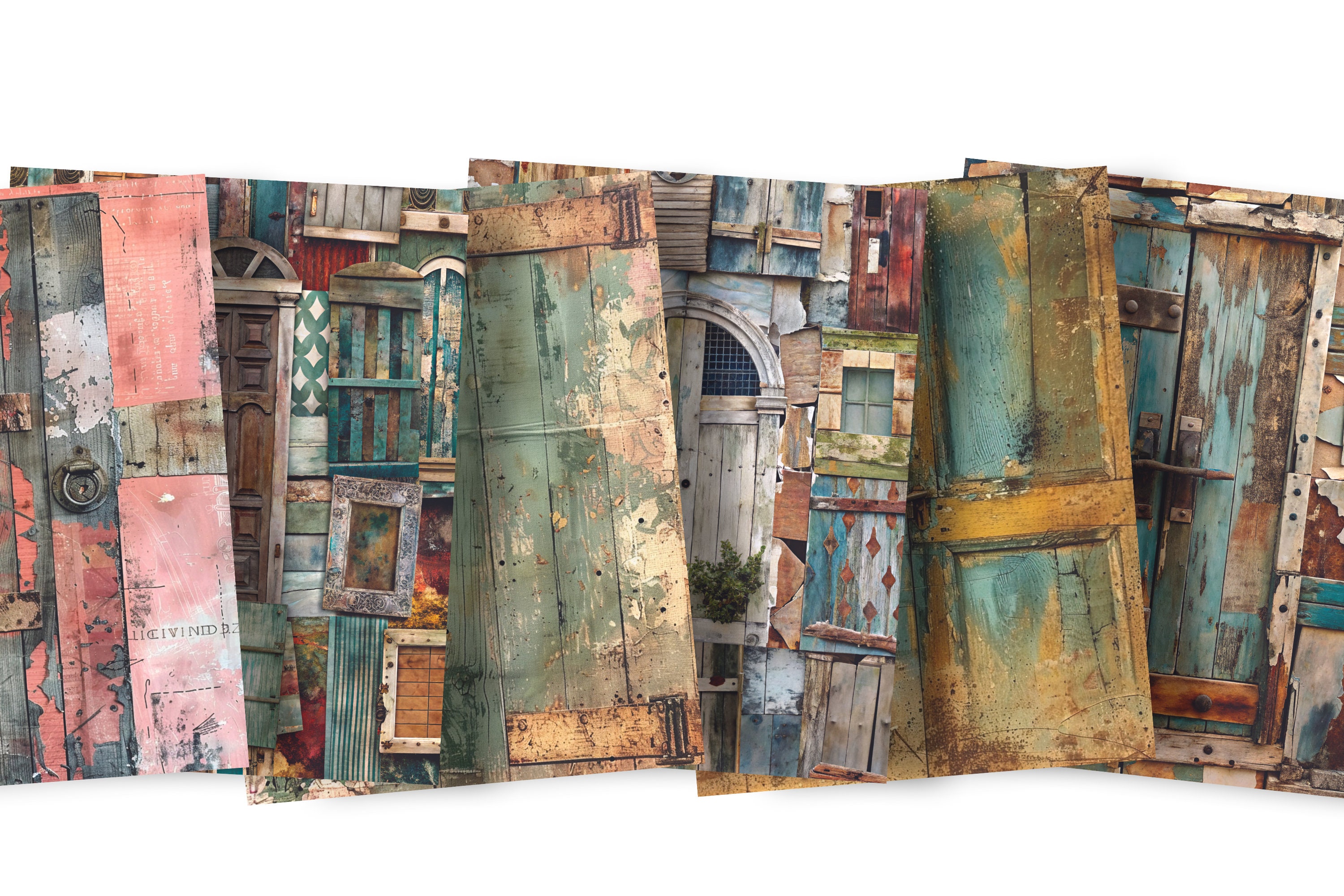 Wooden Doors Digital Paper, Wooden Doors , Vintage Journal Pages, Door ...