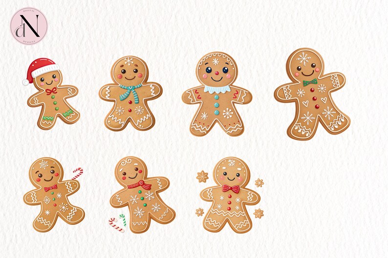 Funny Gingerbread Cookie Clipart: Christmas PNG Set (39 Files) - Etsy