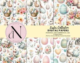 Easter Bunny Digital Papers: Scrapbook Patterns (digital Download) - Etsy