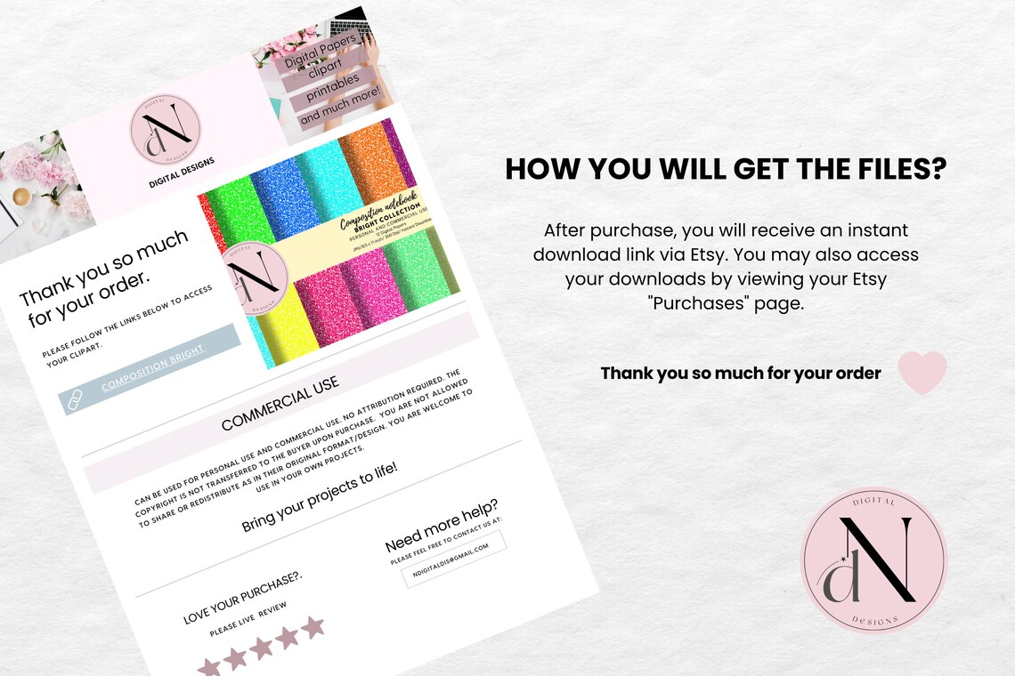 Composition Notebook Digital Paper, Composition Book Cover, Back to ...