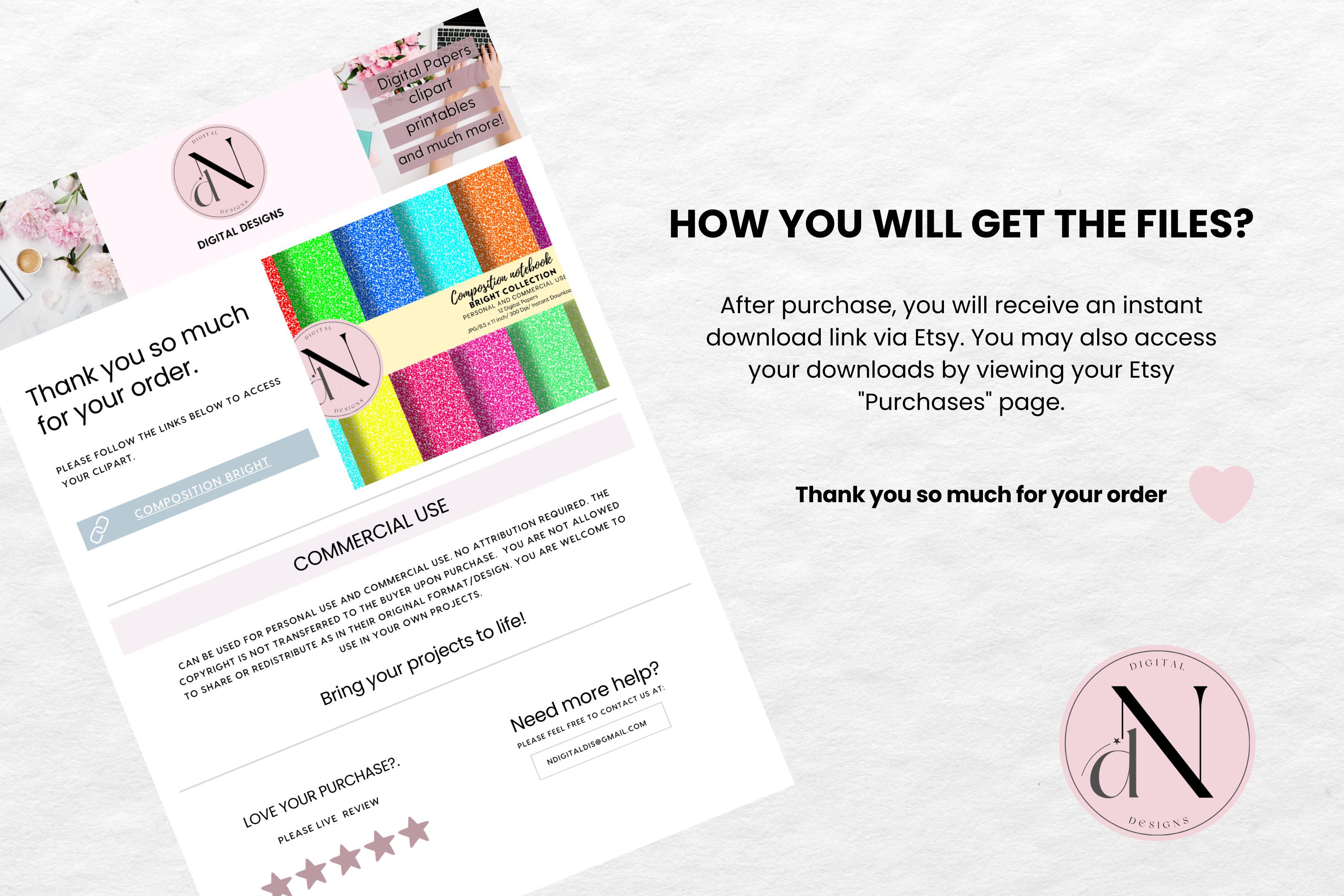 Composition Notebook Digital Paper, Composition Book Cover, Back to ...