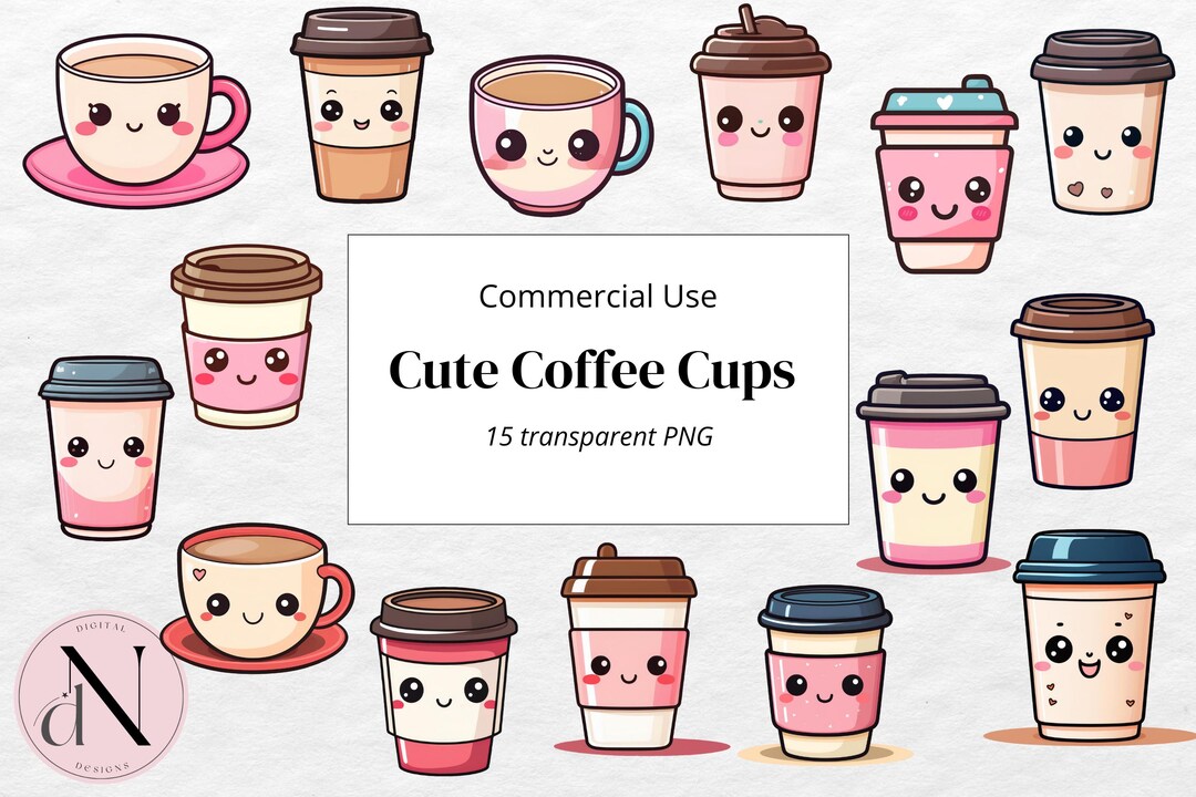 Commercial Use | Coffee Cup Png | Kawaii Cute Clipart | Coffee PNG ...