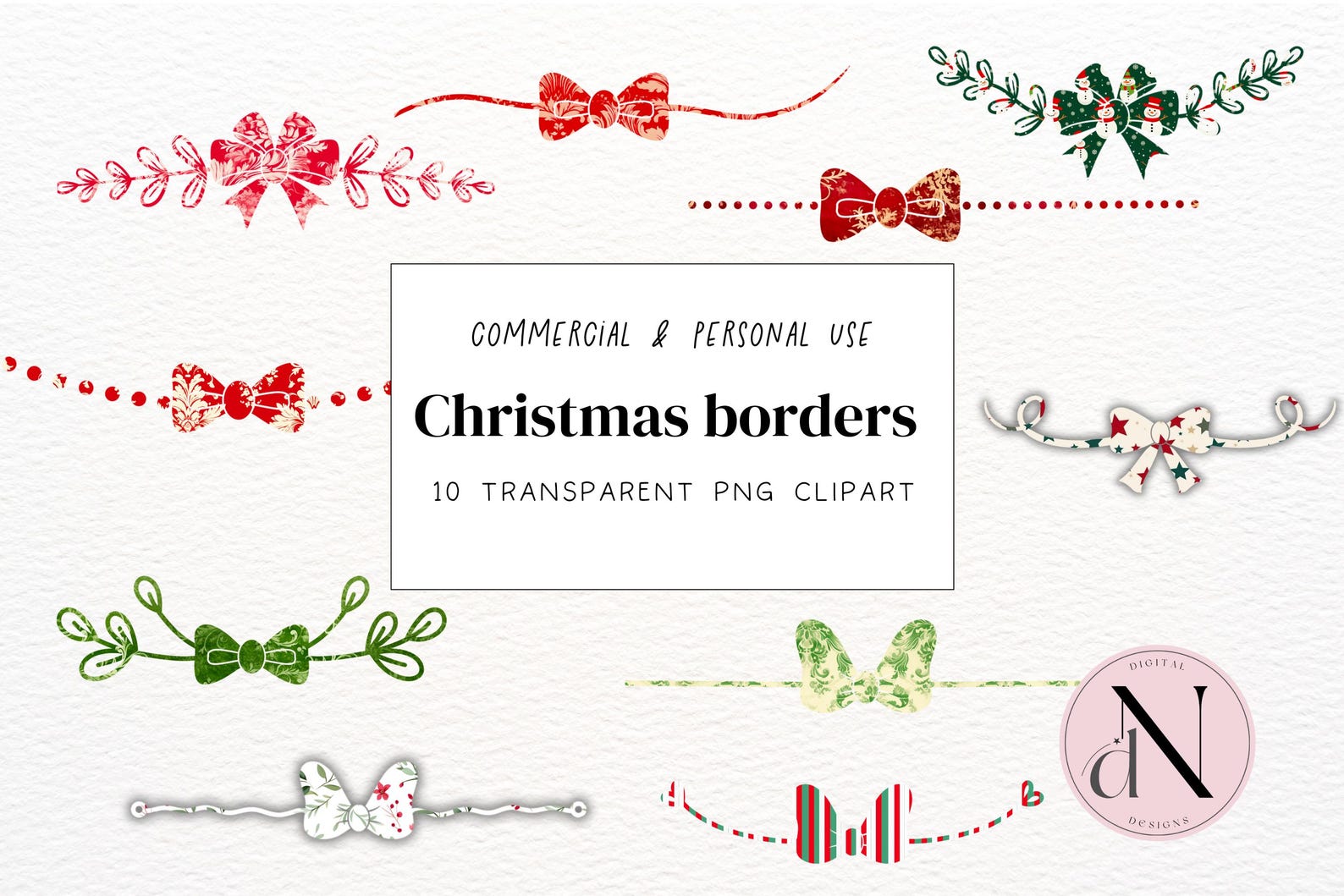 Christmas Border Clipart, PNG Borders, Card Making Borders, Border ...