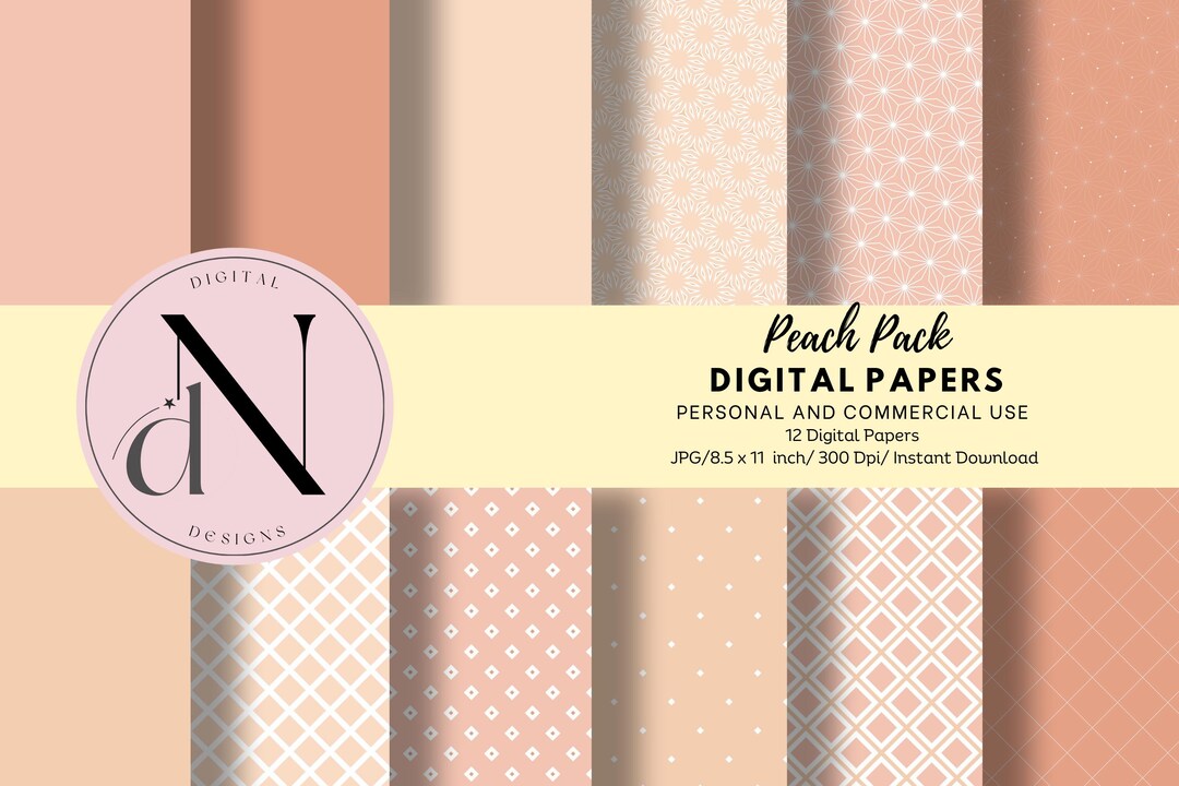 Peach Pack Digital Papers, Scrapbook Paper, Abstract Pattern, Digital ...
