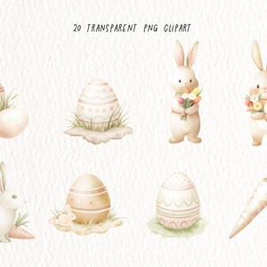 Watercolor Easter Clipart: Bunny & Egg PNG Set (digital Download) - Etsy