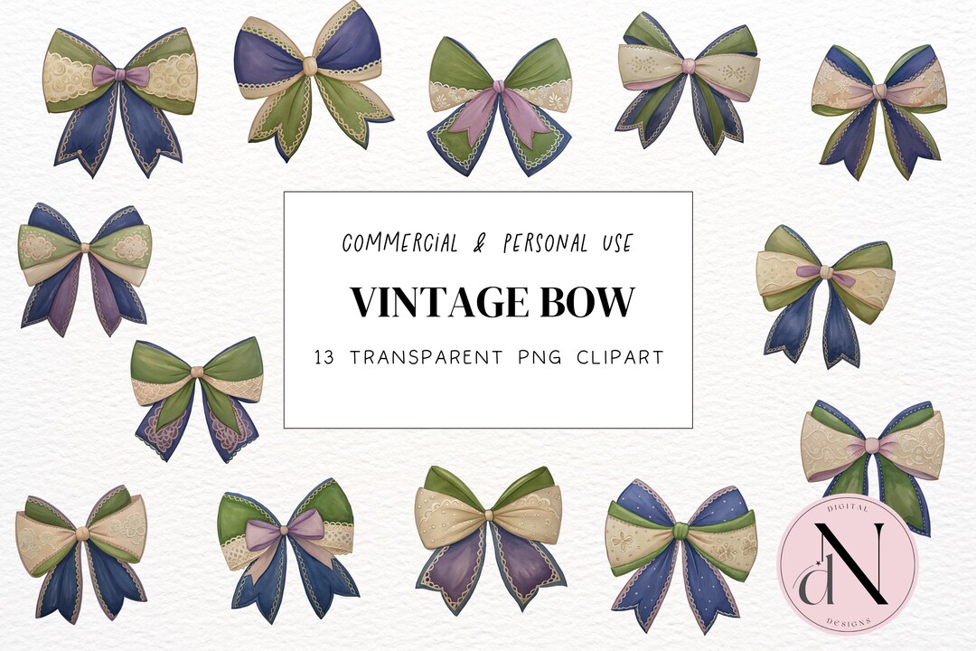Vintage Bow Clipart: Coquette Ribbon Graphics (digital Download) - Etsy