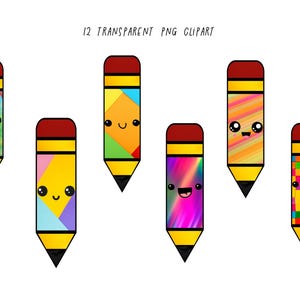 Cute Kawaii Pencil Clipart - School Clipart - Digital Art for Teachers ...