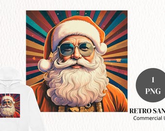 Cheerful Retro Santa Claus PNG, Vintage Merry Christmas PNG, Funny hoo Hoo Santa With Sunglasses ...
