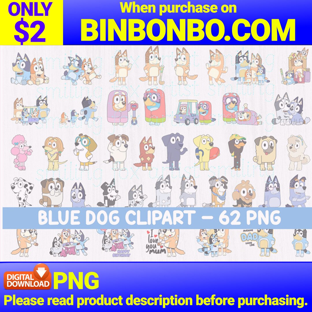 62 Mega Blue Dog Png Bundle, Birthday Png, Blue Dog Birthday Bundle ...