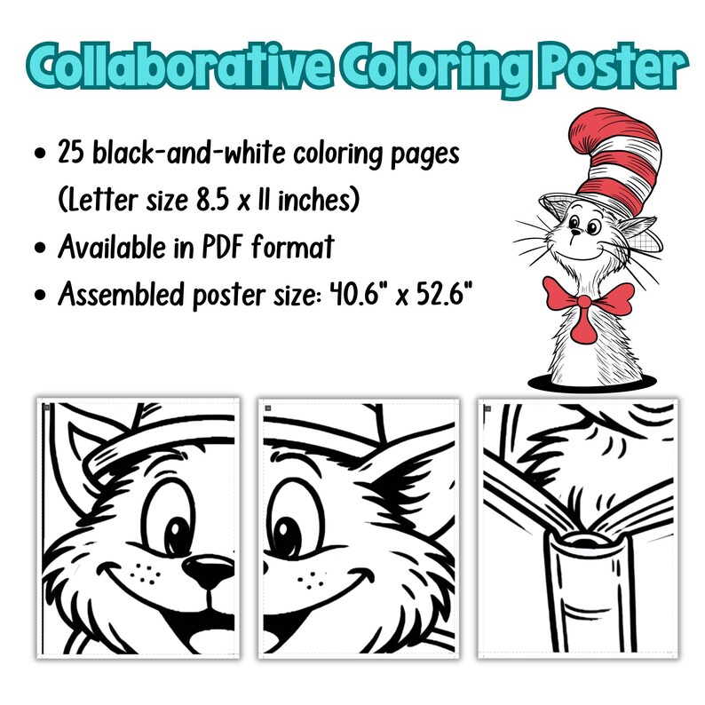 Cat in the Hat Bulletin Board - Dr Seuss Poster Collaborative Coloring ...