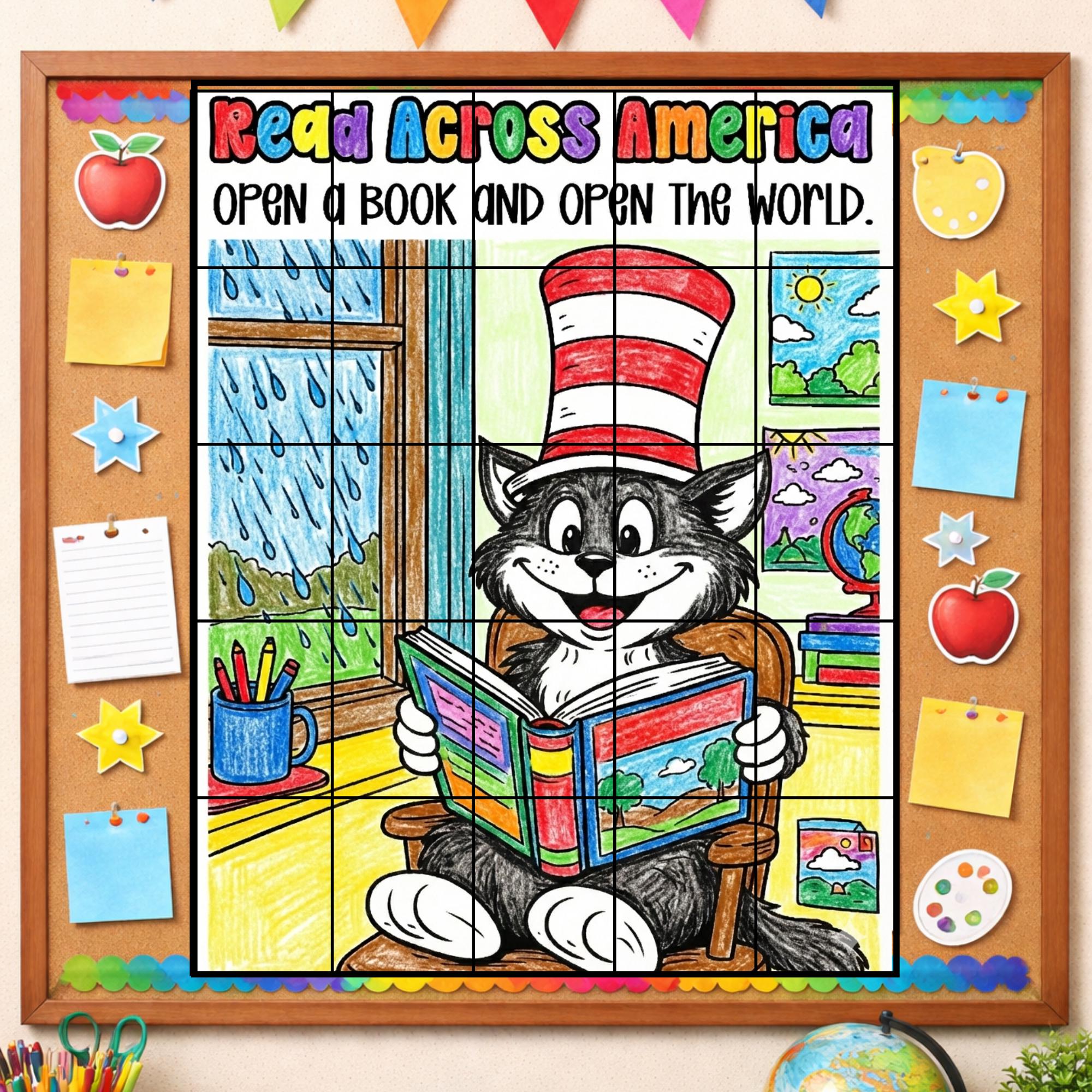 Cat in the Hat Bulletin Board - Dr Seuss Poster Collaborative Coloring ...