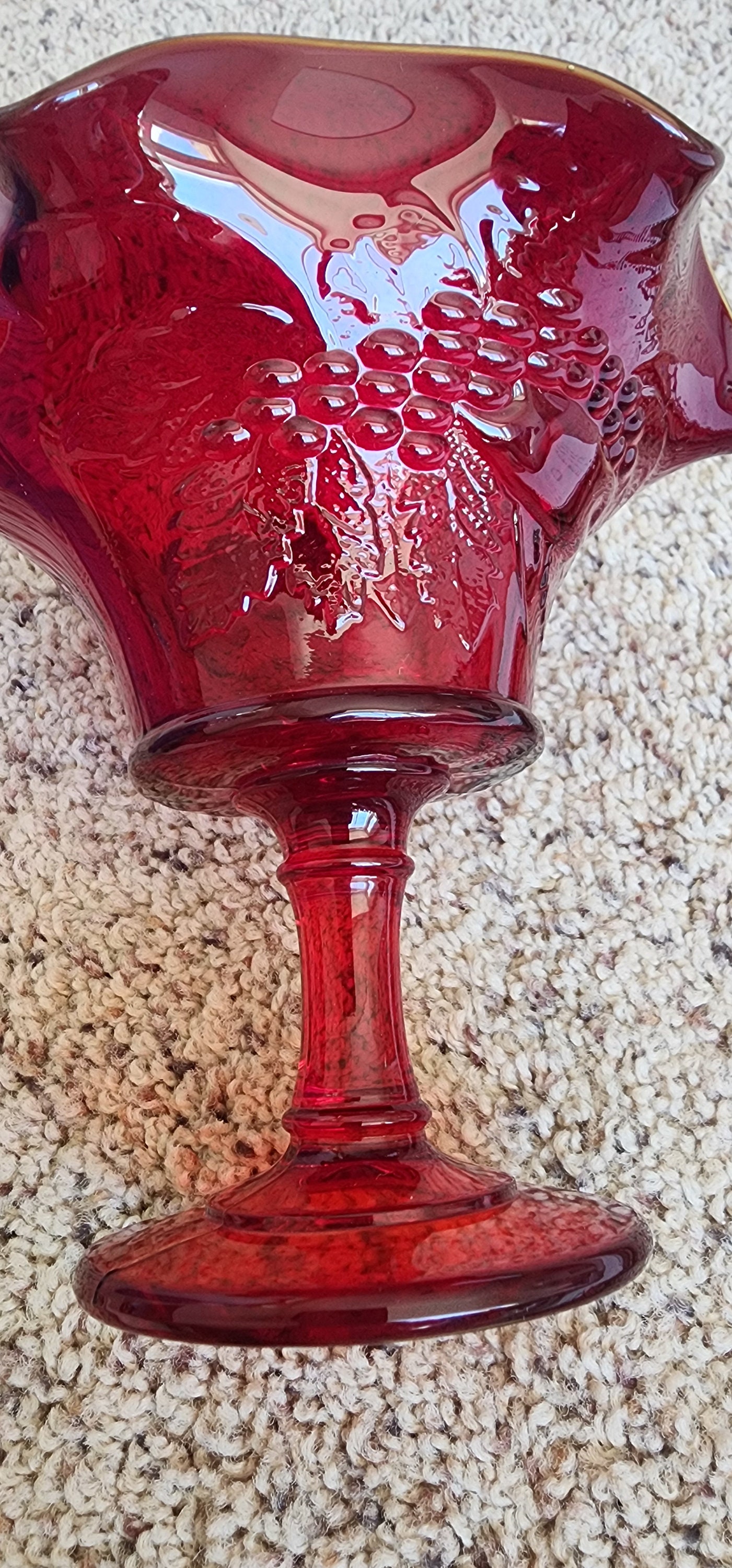 Ruby Red Compote With Raised Berries and Leaves - Etsy