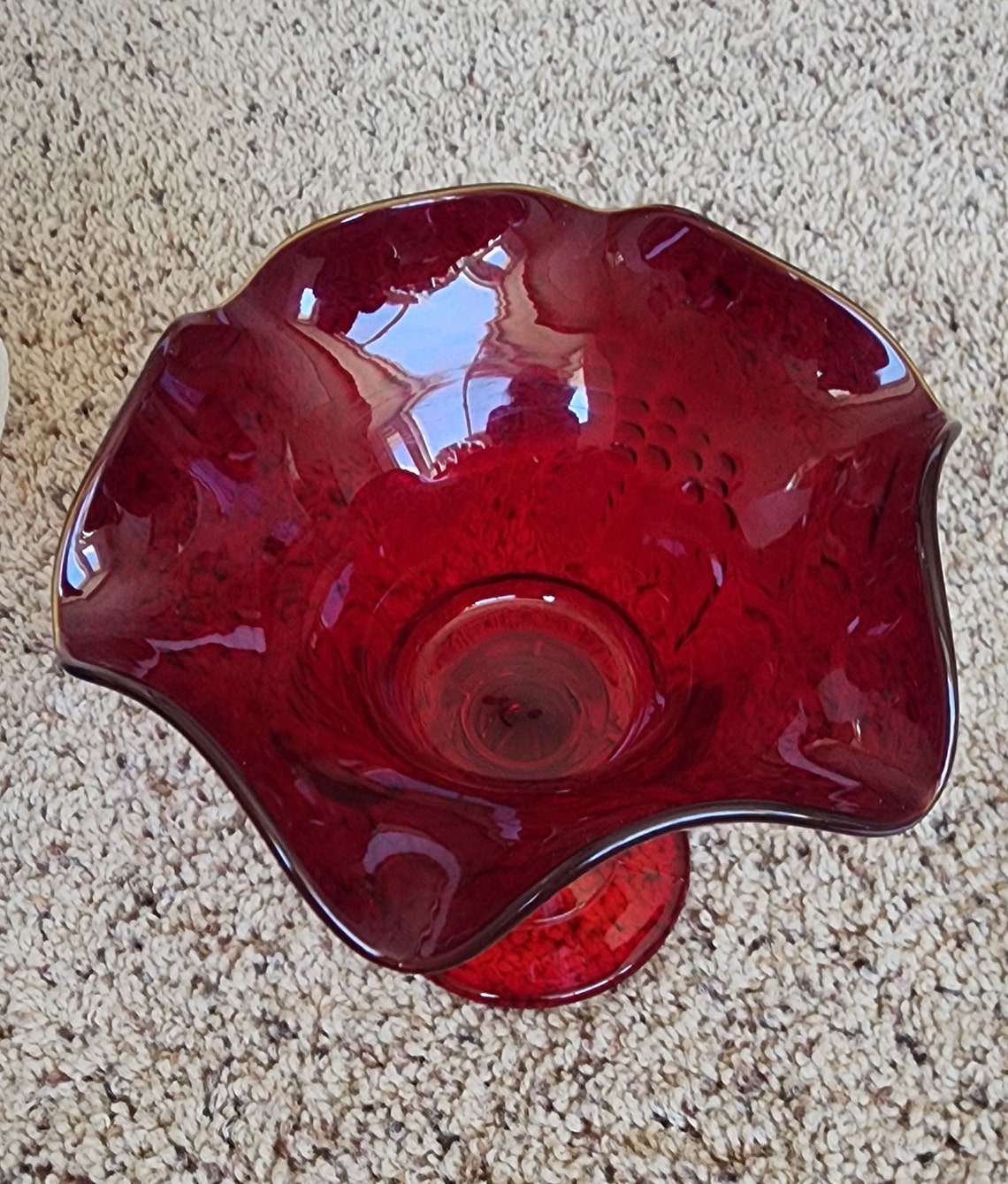 Ruby Red Compote With Raised Berries and Leaves - Etsy