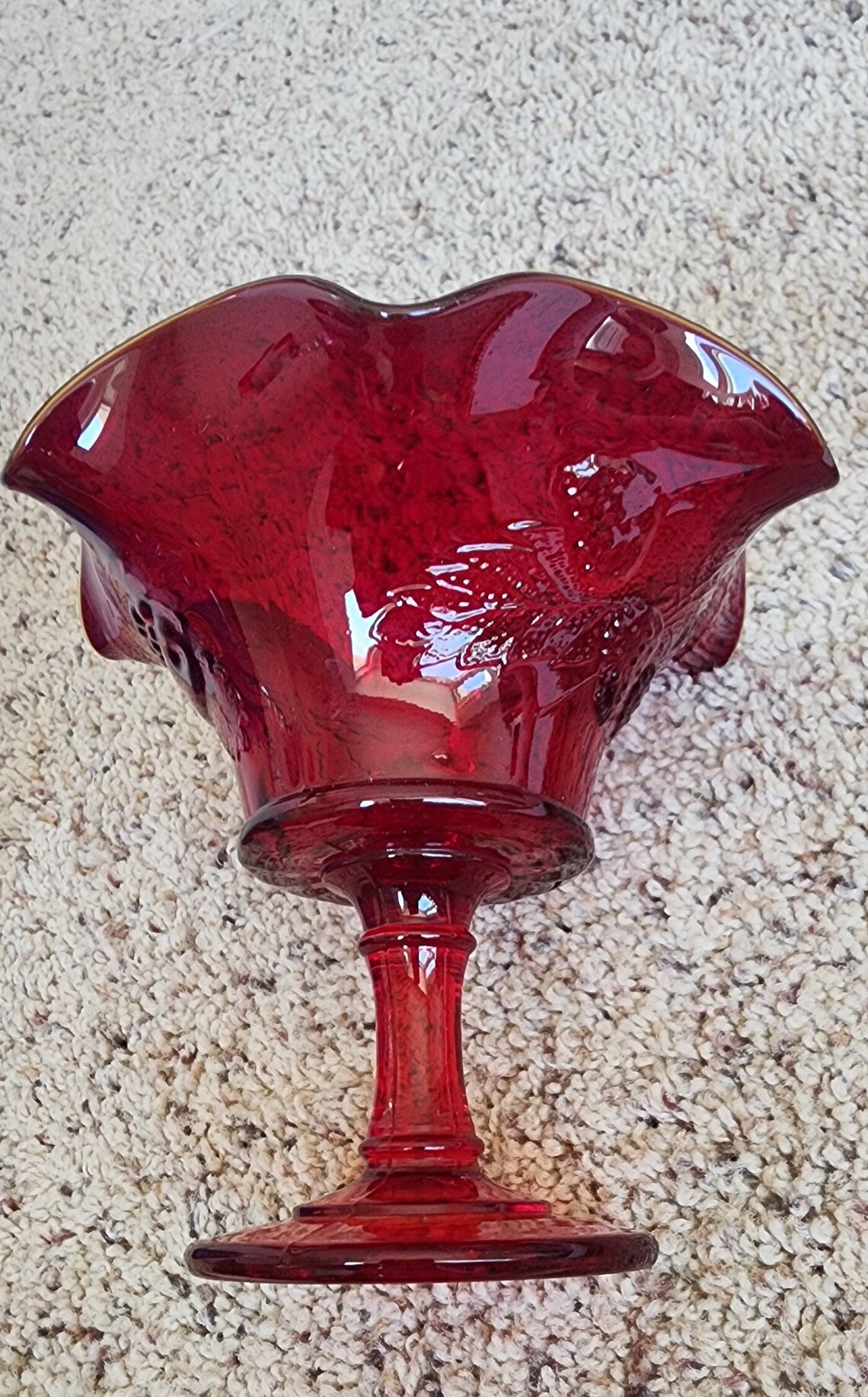 Ruby Red Compote With Raised Berries and Leaves - Etsy