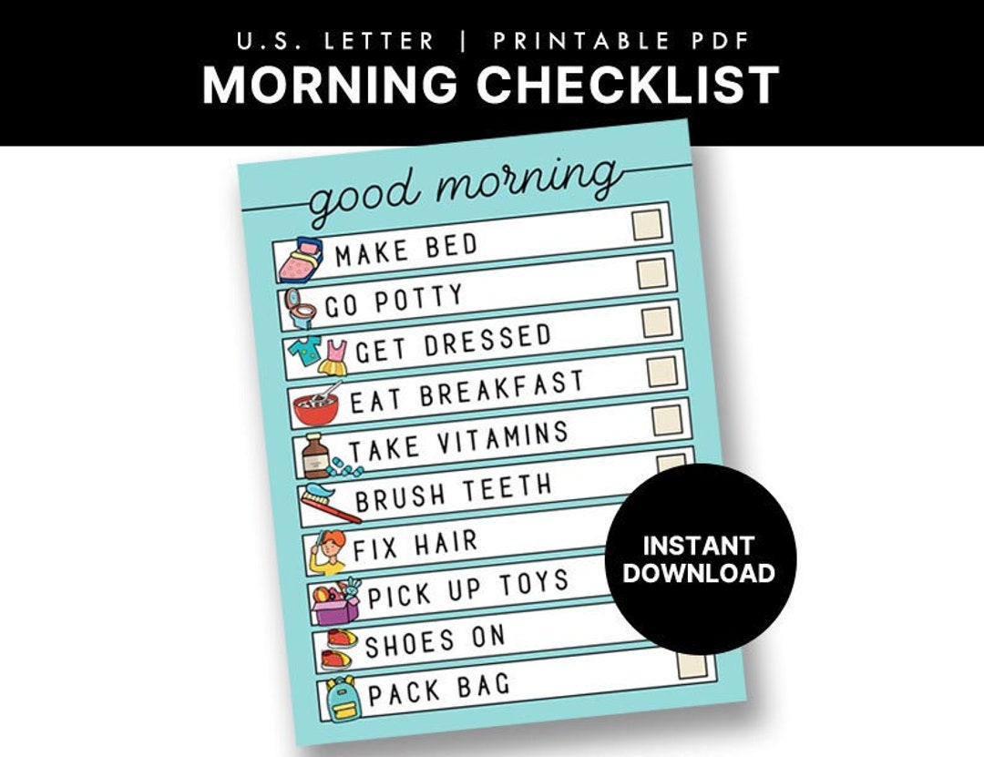 Morning Routine for Kids, Printable Morning Routine Chart for Kids ...