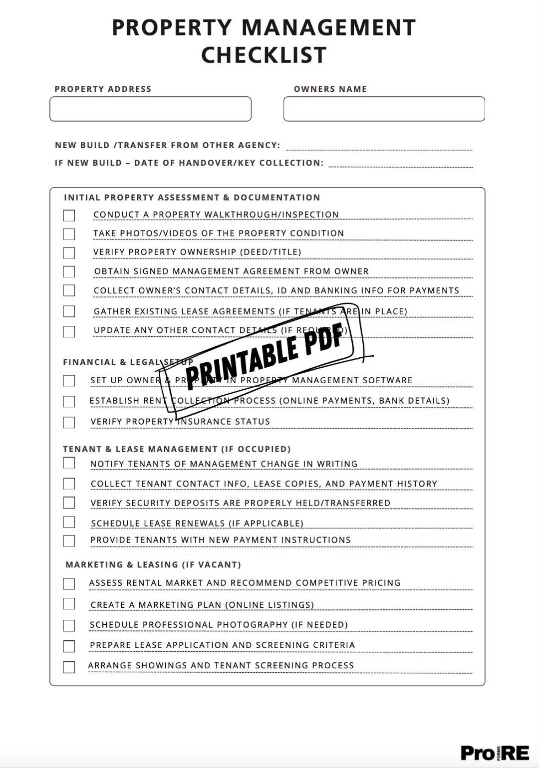 Property Management Checklist - Etsy