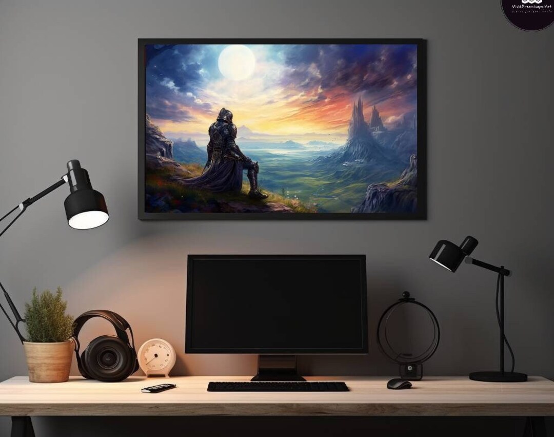 Medieval Knight Dreamscape Art Oil Painting Style, Poster, Printable ...