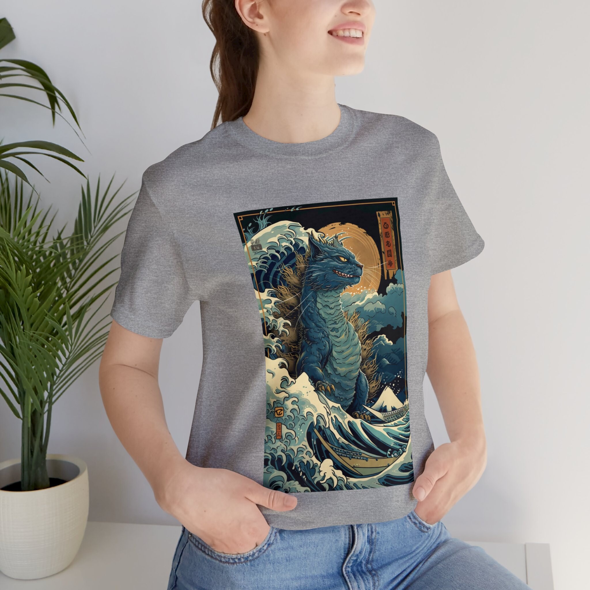 Catzilla Shirt, Godzilla Cat, Classic Japanese Art Style, Cat Lover ...