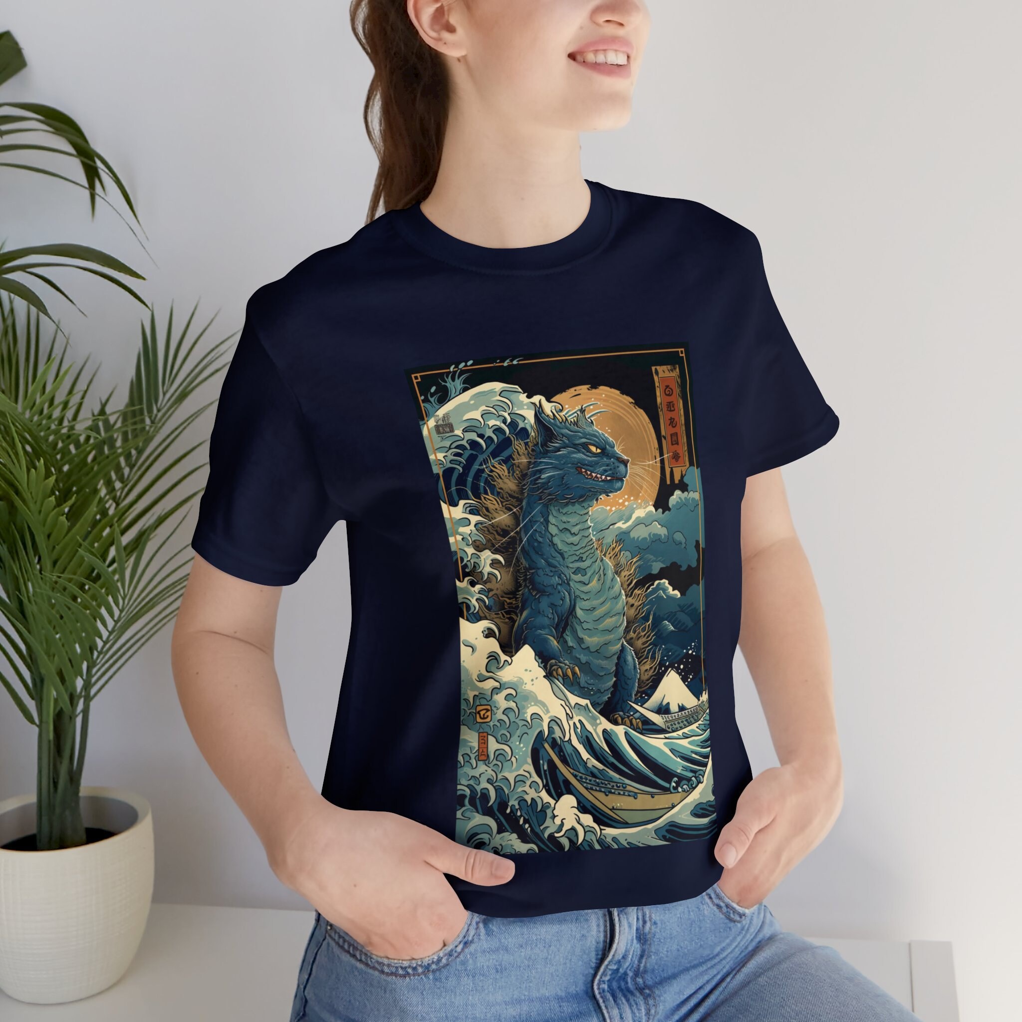 Catzilla Shirt, Godzilla Cat, Classic Japanese Art Style, Cat Lover ...