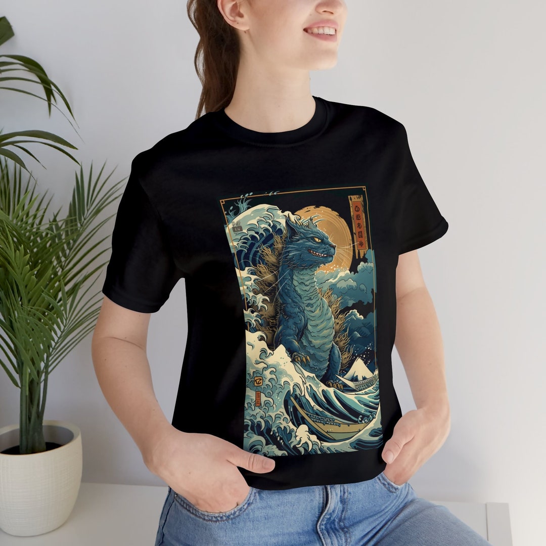 Catzilla Shirt, Godzilla Cat, Classic Japanese Art Style, Cat Lover ...