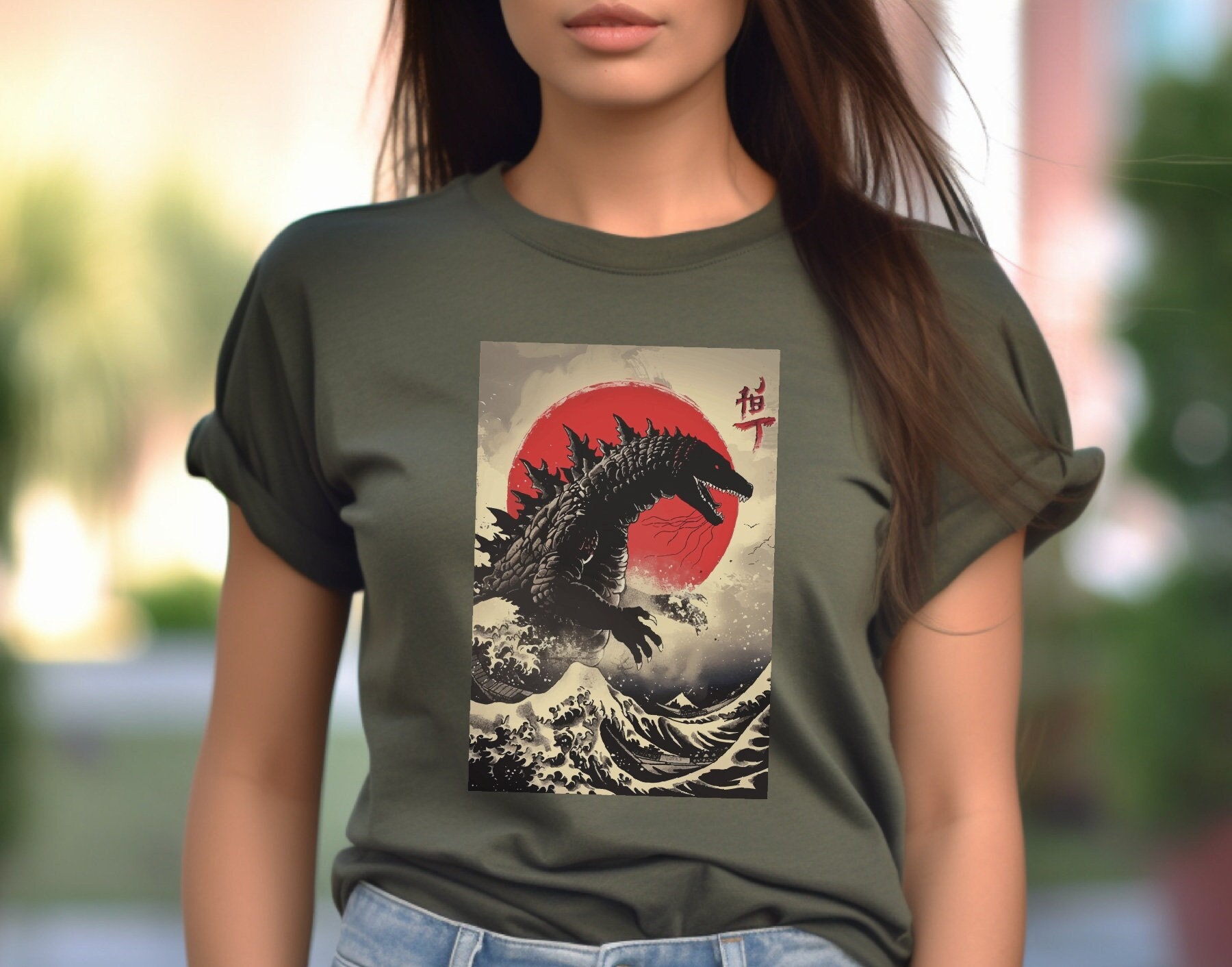 Godzilla Shirt, Godzilla, Old School Print Shirt, Japanese Style Print ...