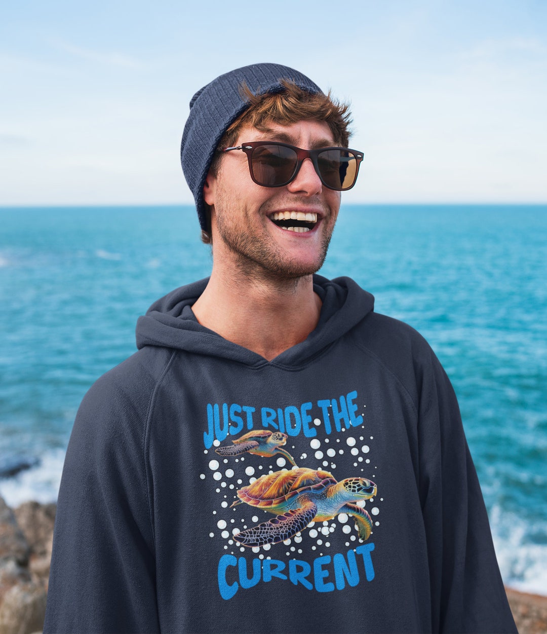 Ride the Current Swimming Sea Turtles Hoodie Seaturtle Gifts Gifted Sea ...