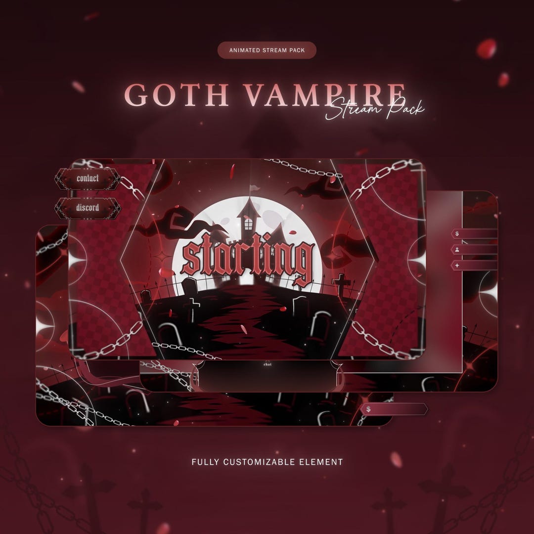 Gothic Vampire Night Vtuber Stream Package | Aesthetic Stream Package ...