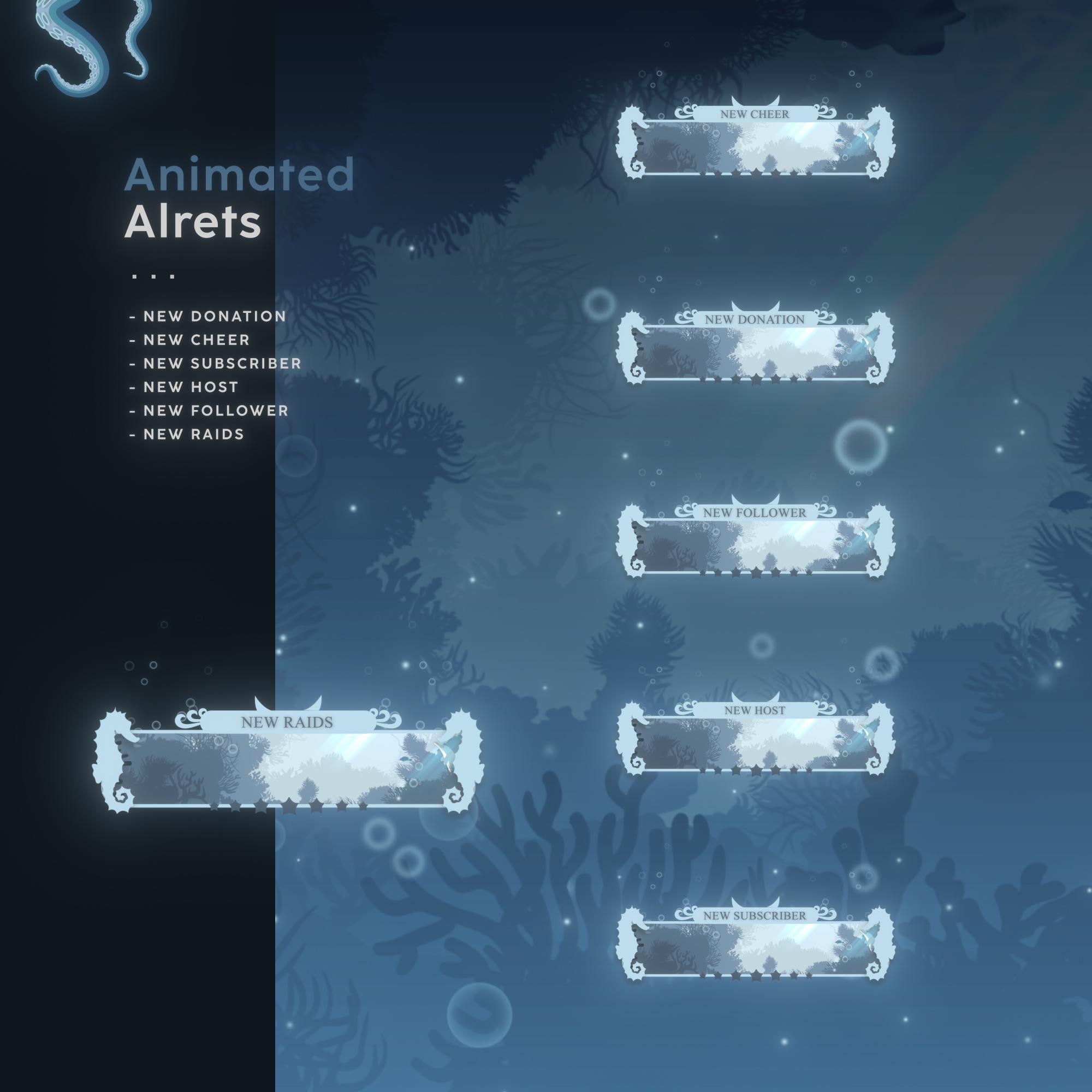 Sea Ocean Vtuber Stream Pack Animated Deep Blue Ocean Aesthetic Overlay ...