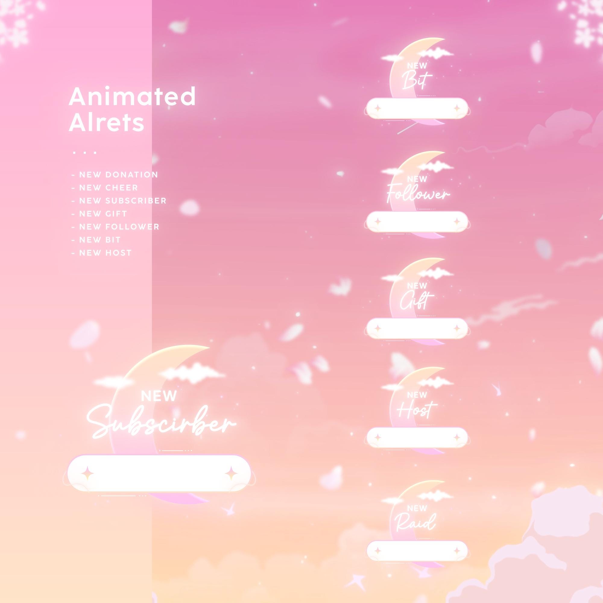Cherry Blossom Stream Package, Sakura Sky Stream Package, Vtuber, Cherry Blossom Sky Overlay ...