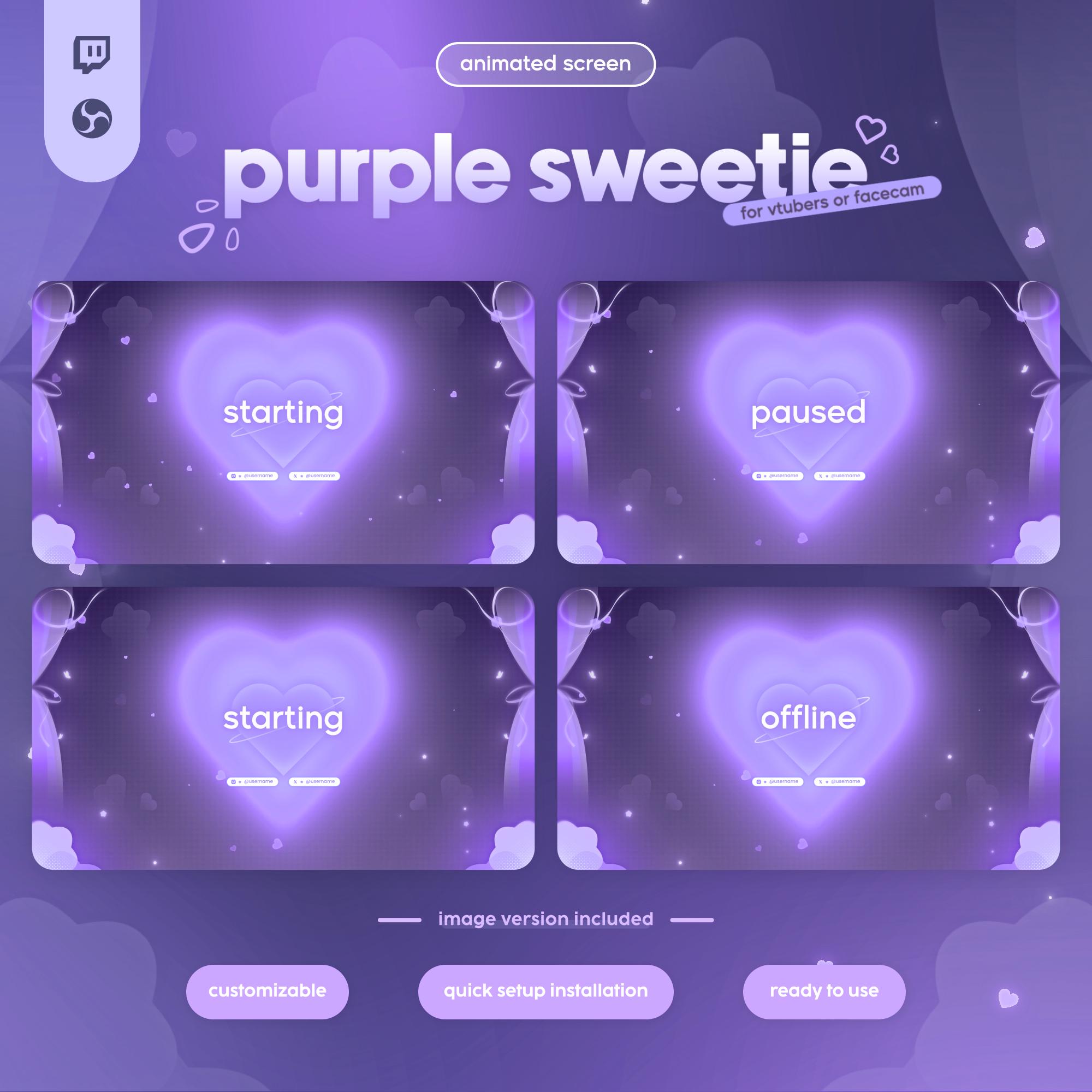 Cozy Pastel Purple Stream Overlay & Alert Bundle for OBS and Streamlabs ...