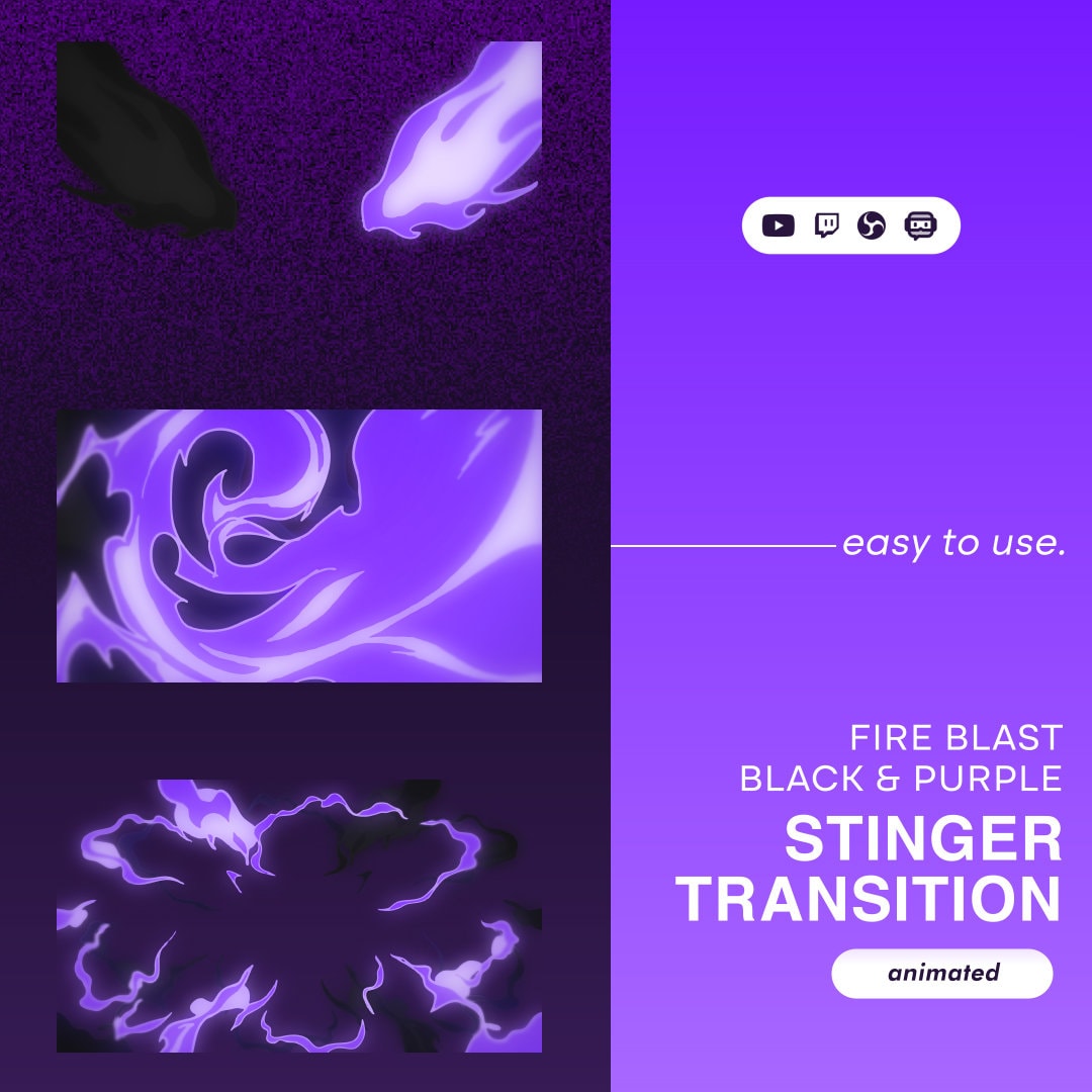 Purple Fire Blast Stinger Transition - OBS Stinger | Stream Transition ...