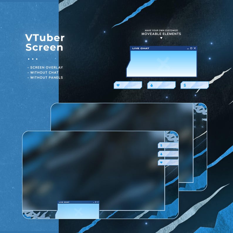 Blue Darkcyber Animated Stream Overlay Pack: Vtuber Twitch Theme - Etsy