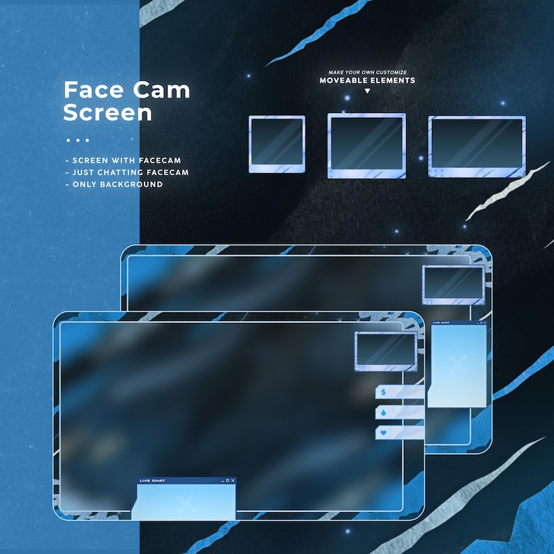 Blue Darkcyber Animated Stream Overlay Pack: Vtuber Twitch Theme - Etsy