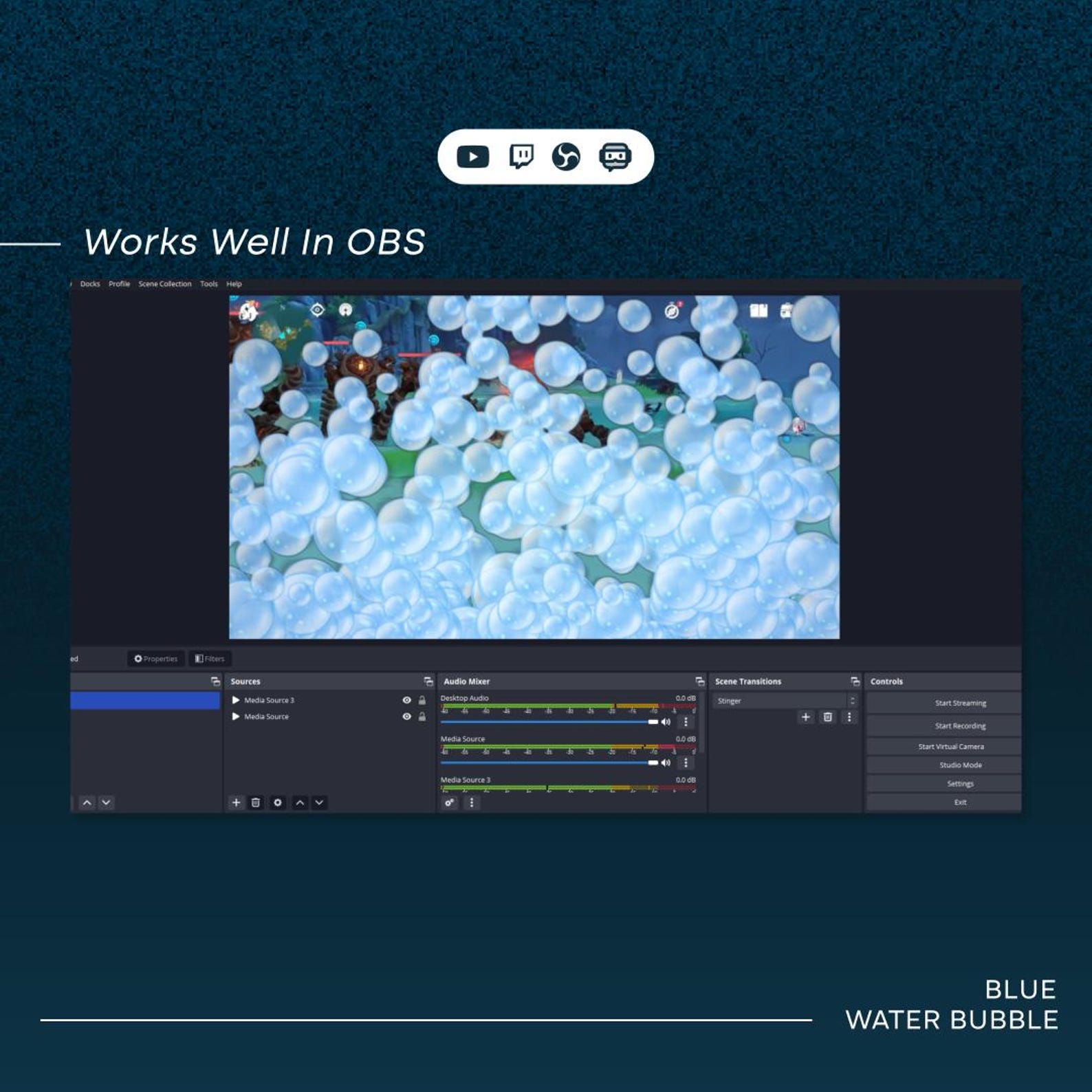 Water Bubble Stinger Transition, Blue OBS Stinger, Cute Stream ...
