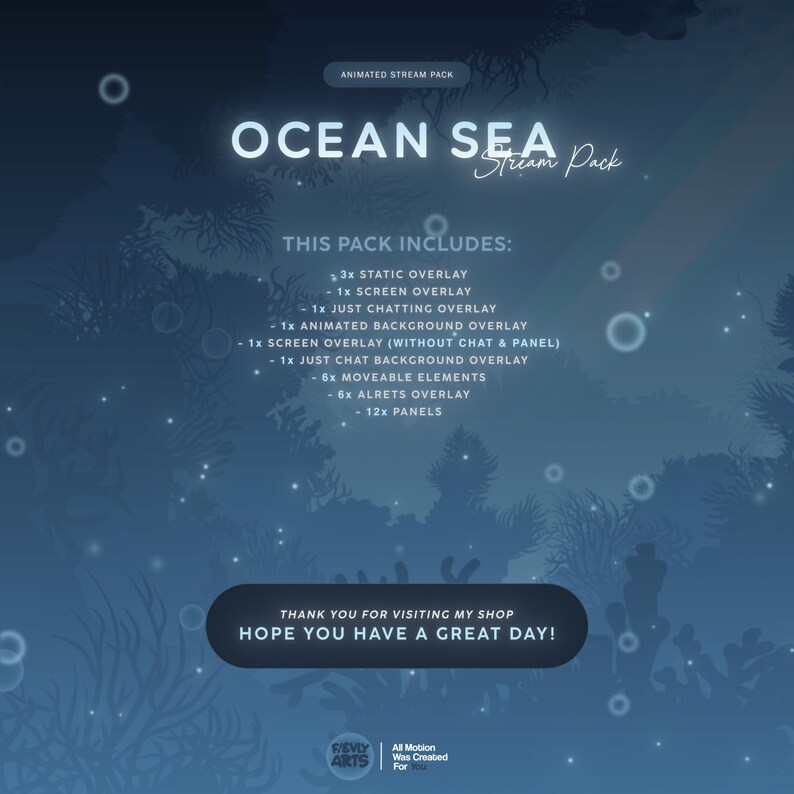 Sea Ocean Vtuber Stream Pack Animated Deep Blue Ocean Aesthetic Overlay ...