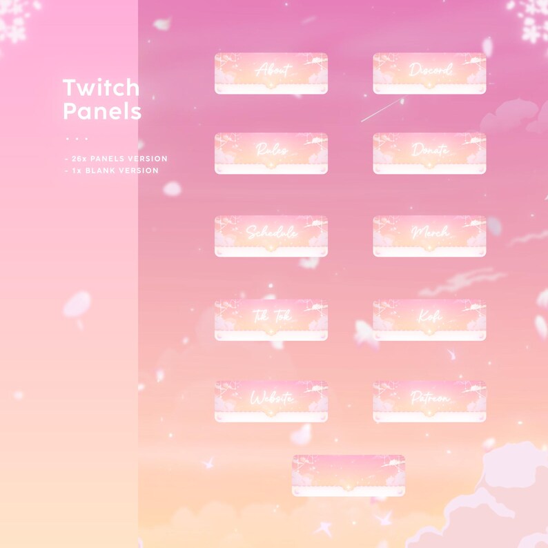 Cherry Blossom Stream Package, Sakura Sky Stream Package, Vtuber, Cherry Blossom Sky Overlay ...