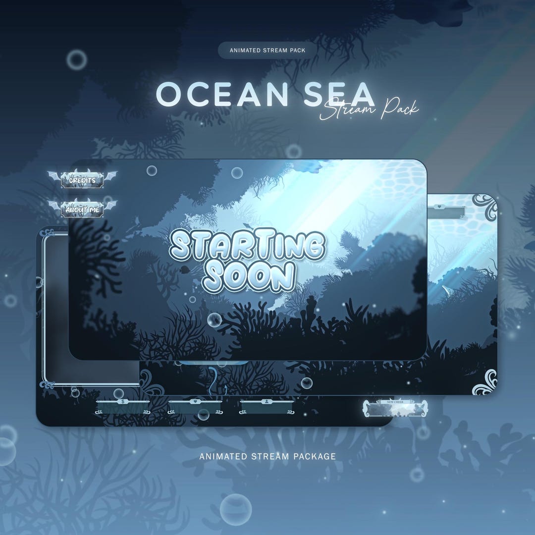 Sea Ocean Vtuber Stream Pack - Animated Deep Blue Ocean Aesthetic ...