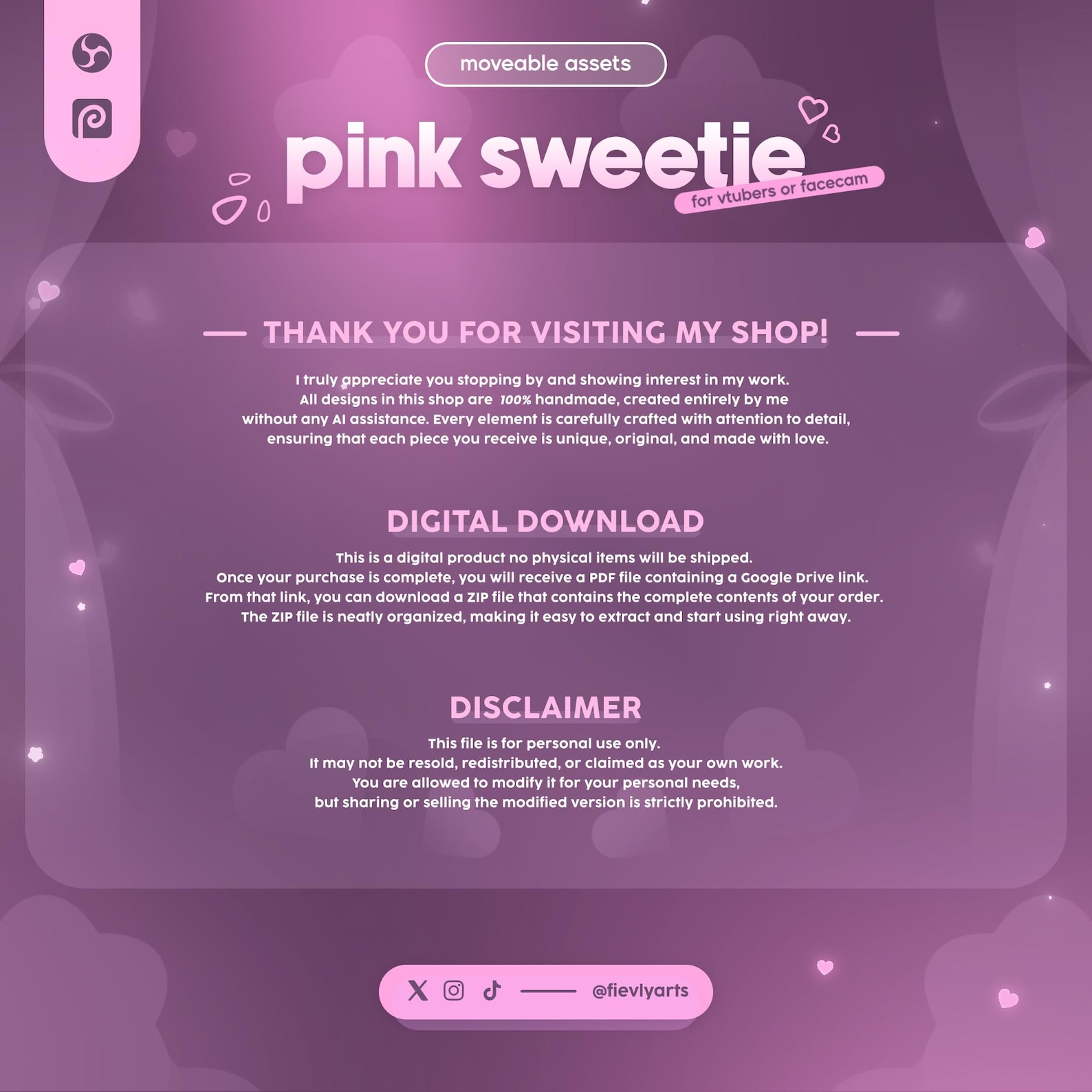 Love Pink Stream Overlay Package, Pink Pastel Twitch Overlays and ...