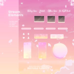 Cherry Blossom Stream Package, Sakura Sky Stream Package, Vtuber, Cherry Blossom Sky Overlay ...