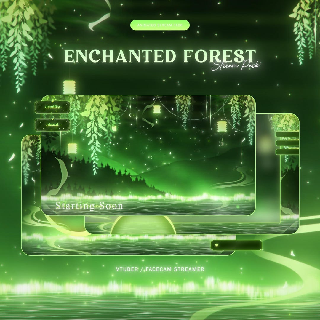 Enchanted Forest Stream Package, Calm Green Animated Stream Overlay ...