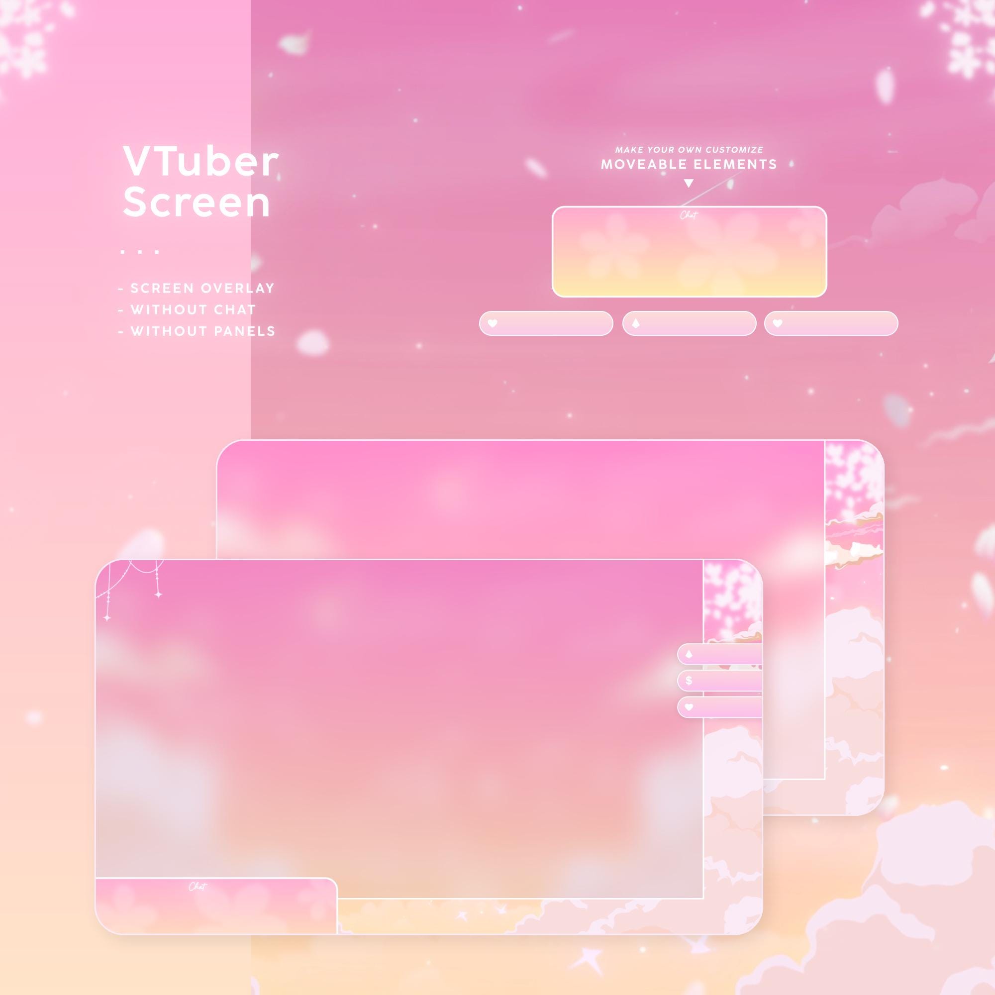 Cherry Blossom Stream Package, Sakura Sky Stream Package, Vtuber, Cherry Blossom Sky Overlay ...